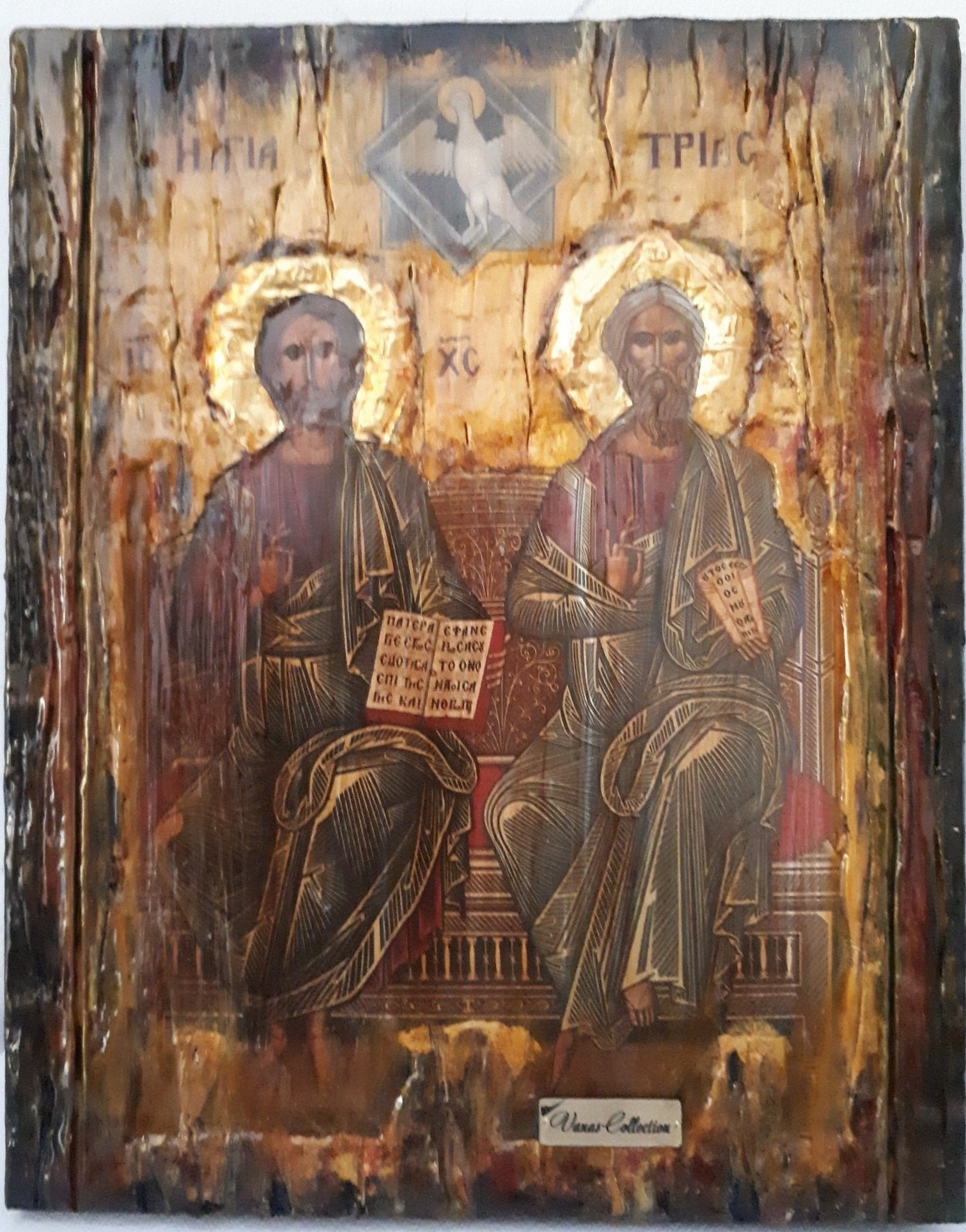 Holy Trinity, Agia Trias Icon-Greek Byzantine Handmade Icons 25X20X2 c